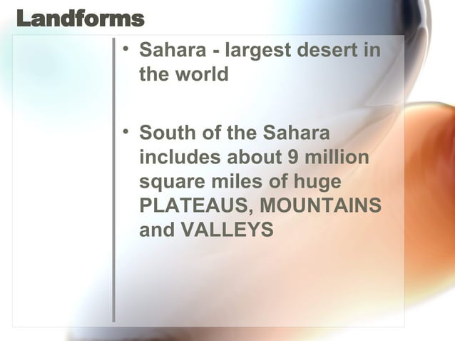 The Physical Features of Sub Saharan Africa | PPT