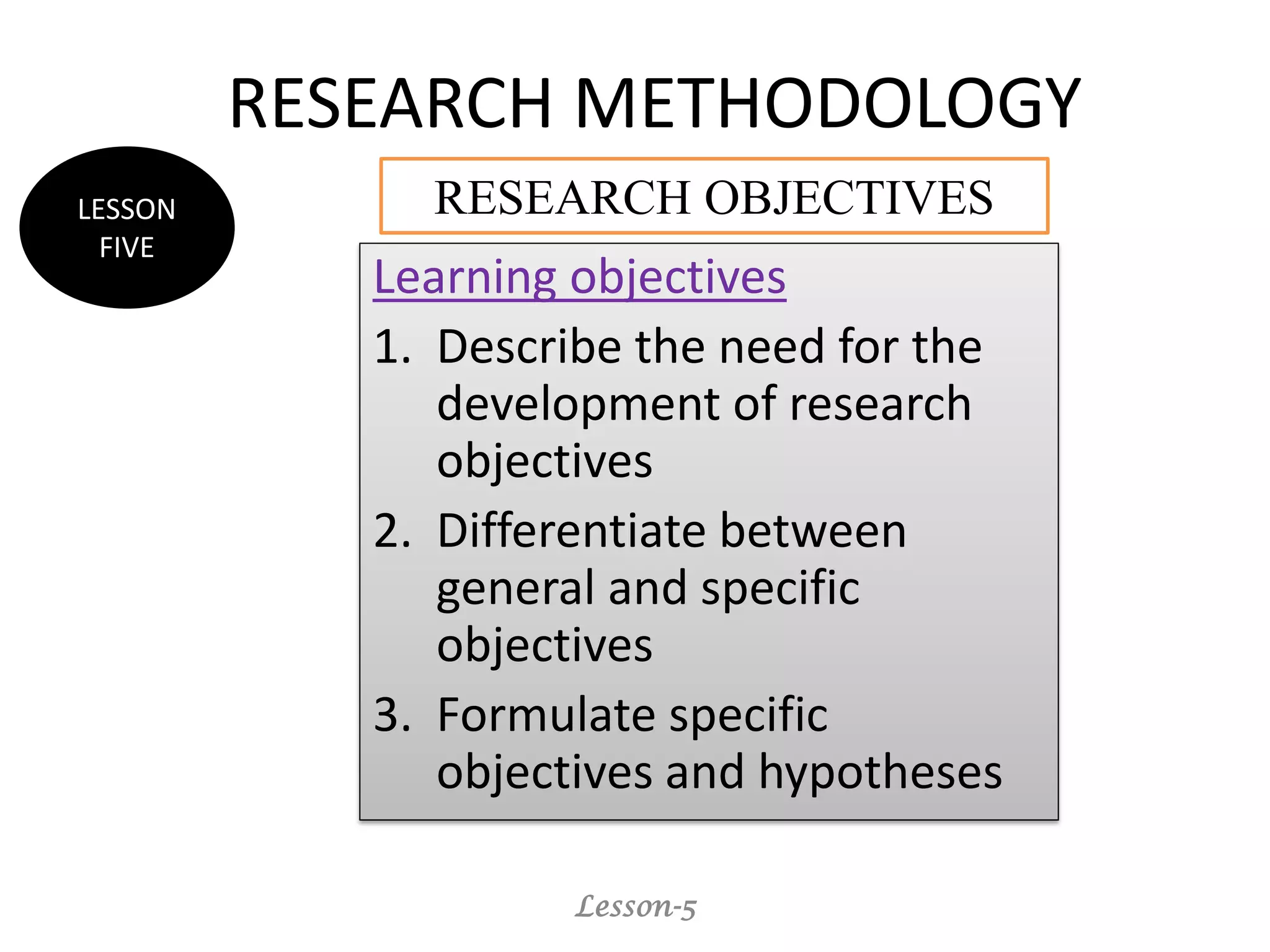 Lesson 5 research objectives | PDF