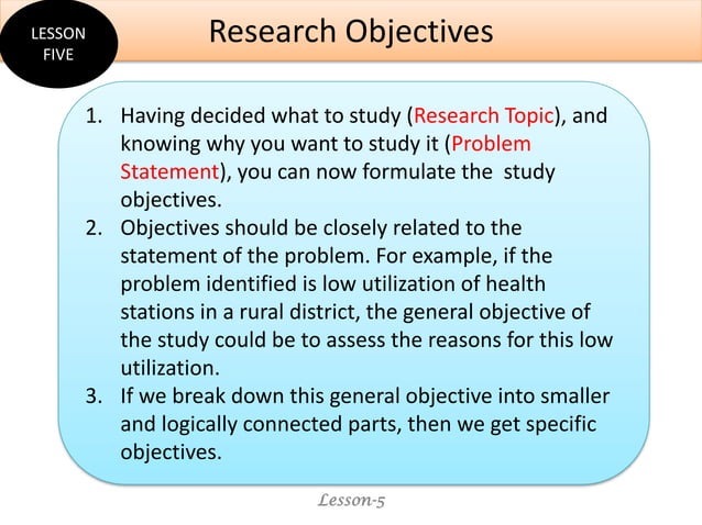 Lesson 5 research objectives | PPT