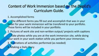 WORK IMMERSION PORTFOLIO (STUDENT PORTFOLIO) | PPTX