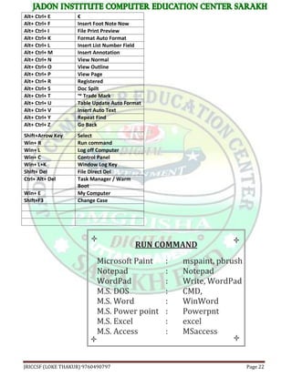 Lesson 6 short keys | PDF