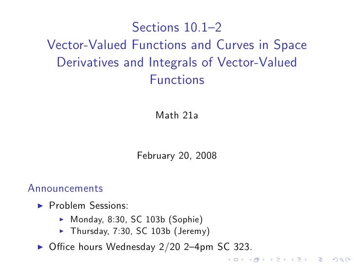 Lesson 7: Vector-valued functions