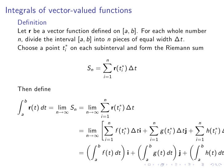 Lesson 7 Vector Valued Functions