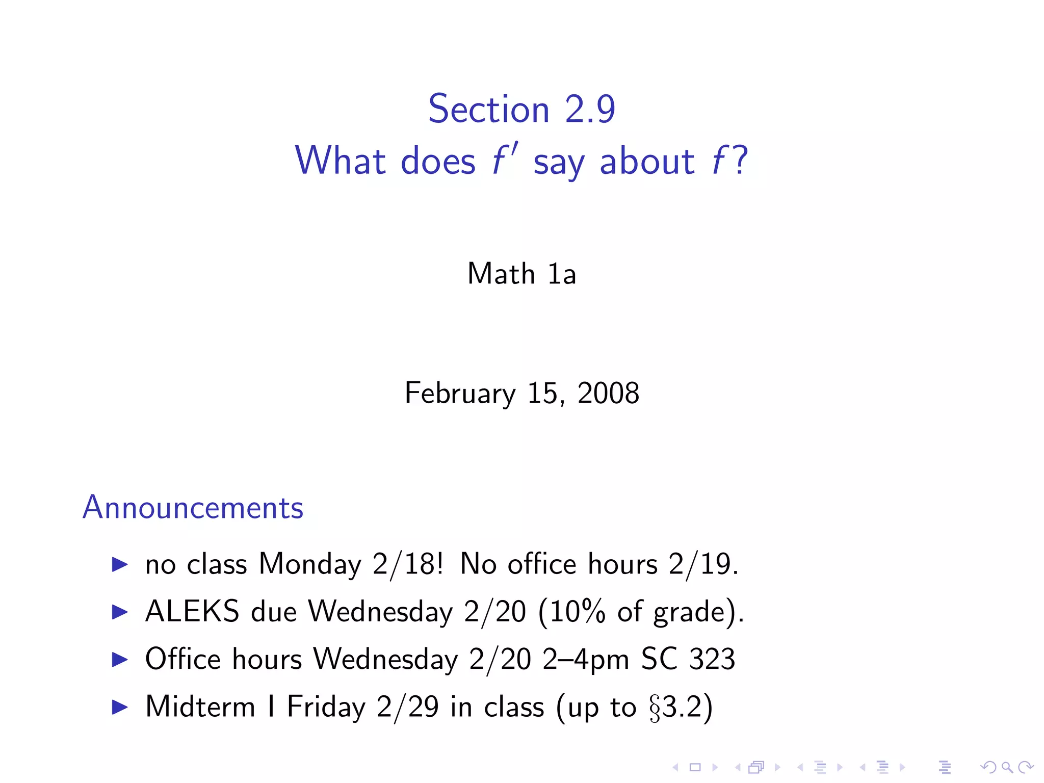 Lesson 7: What does f' say about f? | PPT