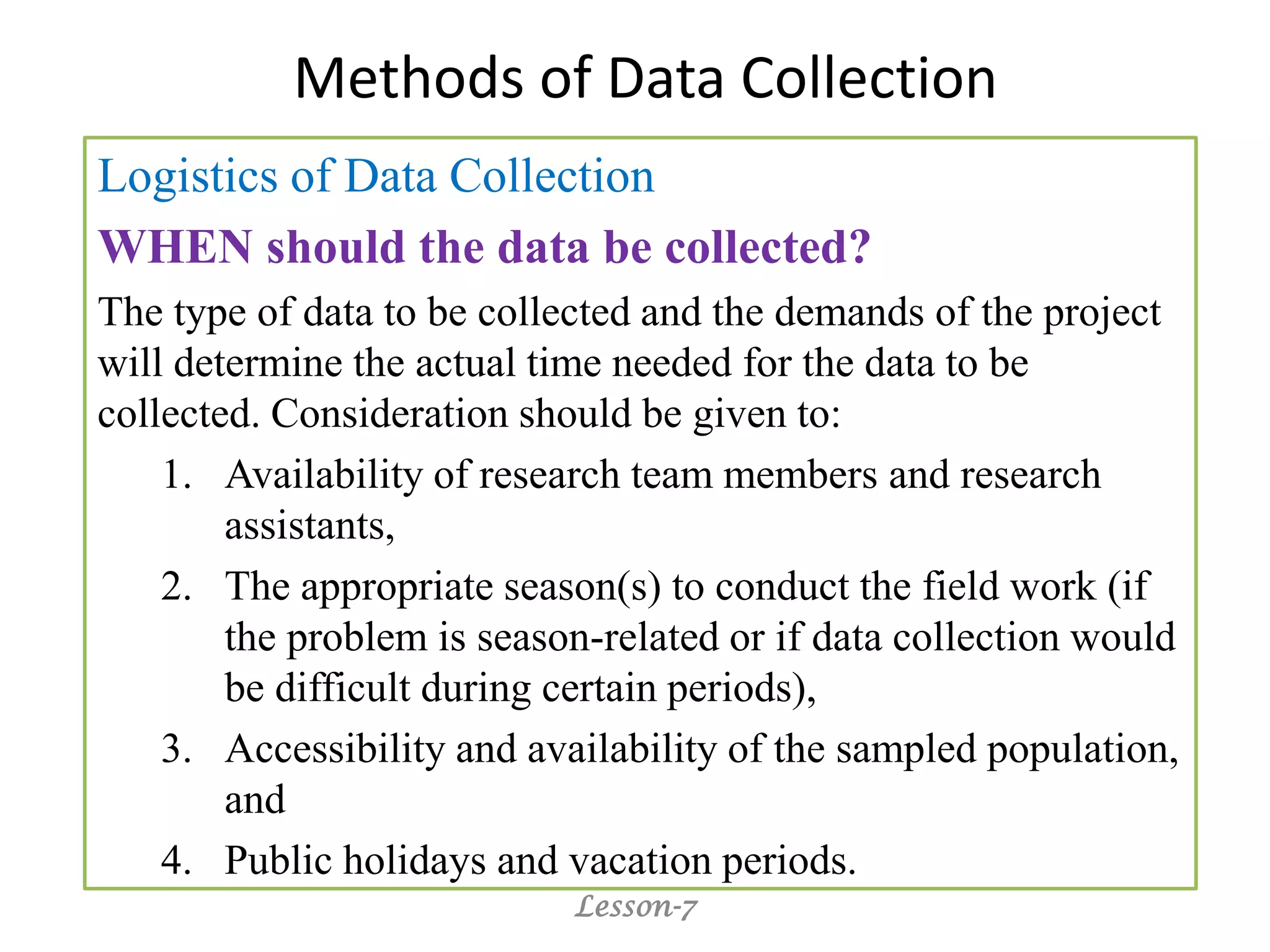 Lesson 7 methods of data collection | PPT