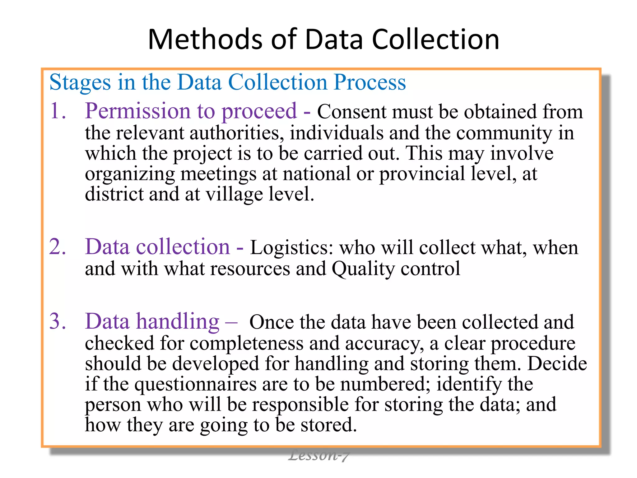 Lesson 7 methods of data collection | PDF