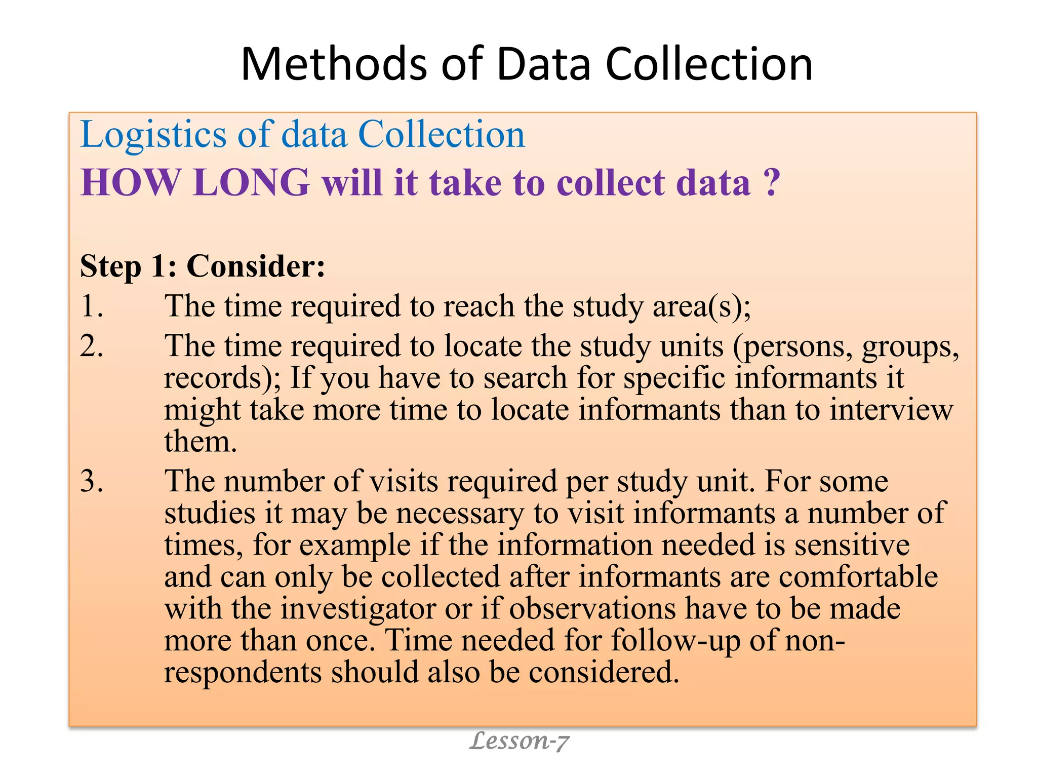 Lesson 7 methods of data collection | PDF