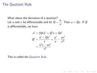 Product Rule Derivative Uv
