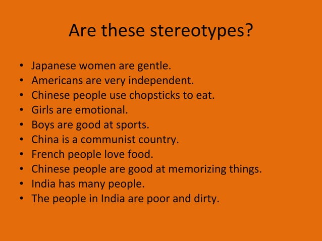 Lesson 9 Stereotypes