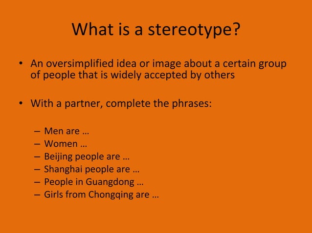 Lesson 9 Stereotypes