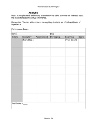 Lesson Builder Handout | PPT