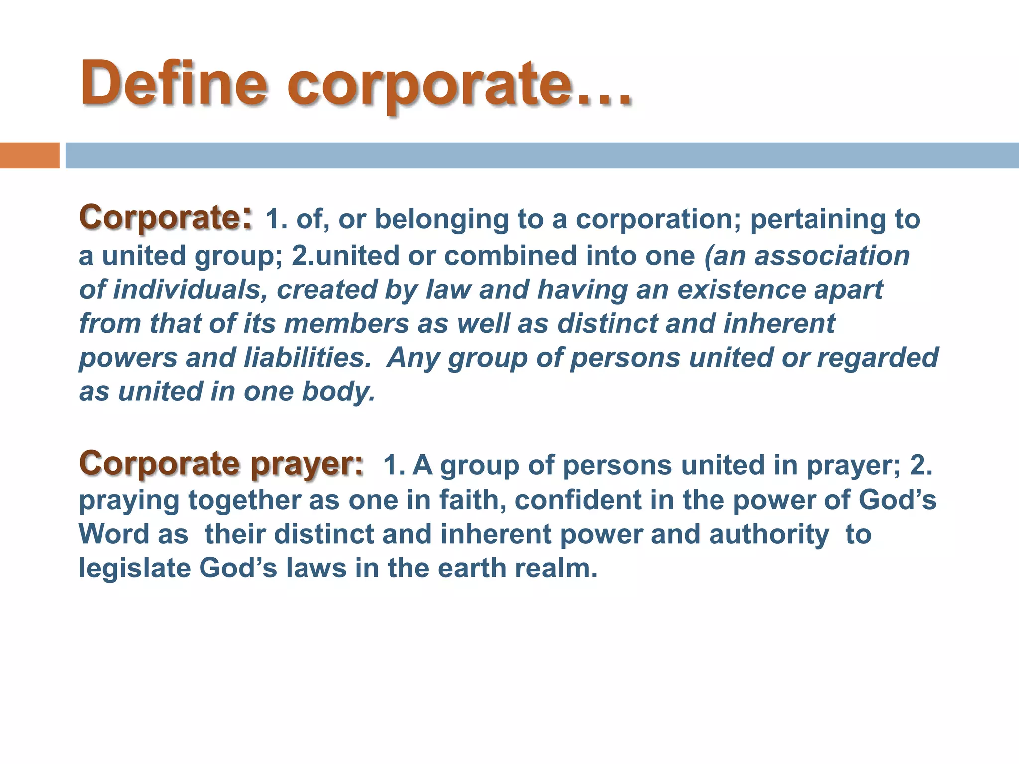 Principles of Corporate Prayer | PPTX