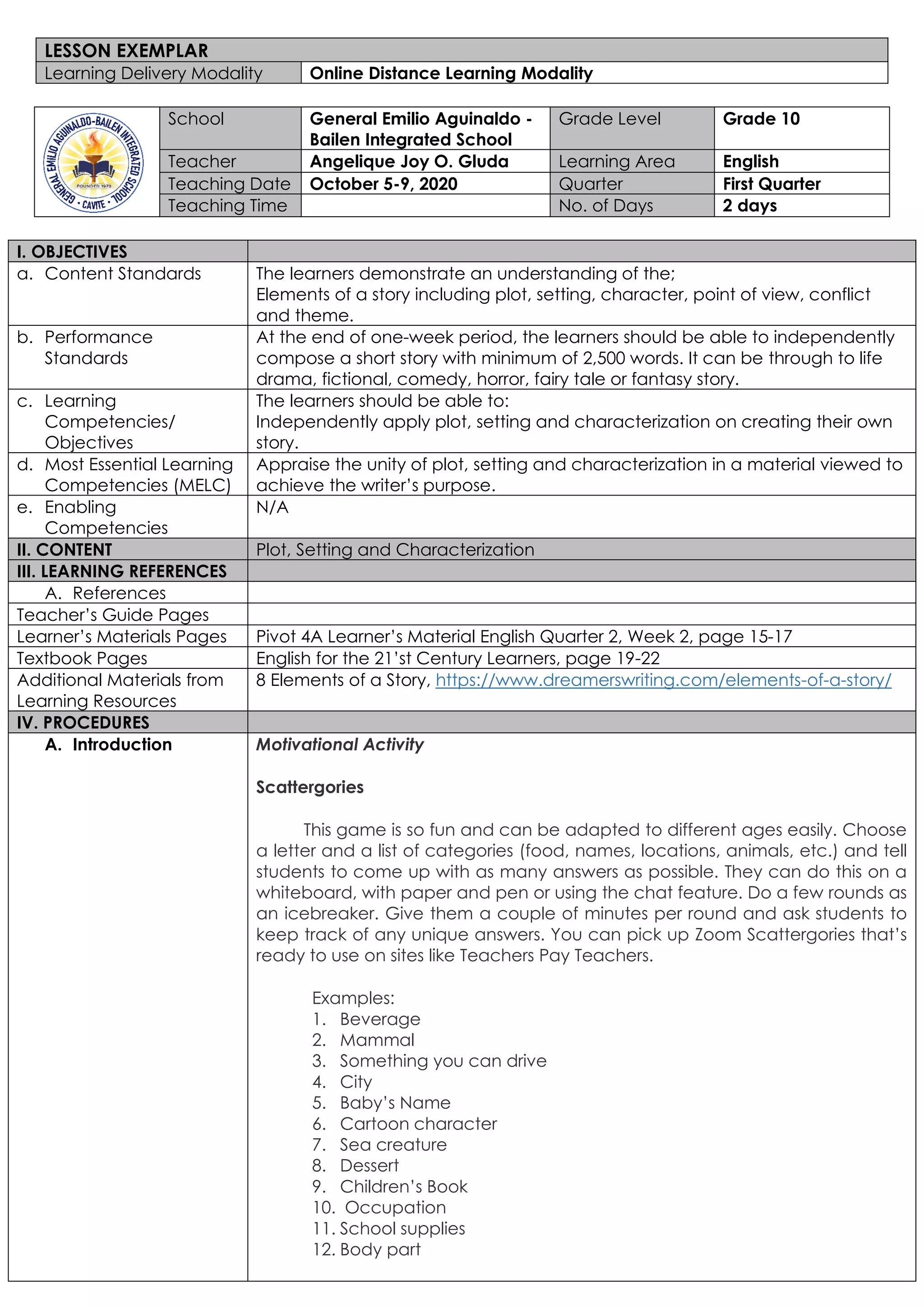 Lesson exemplar-for-grade-10 | PDF