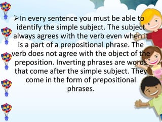 SUBJECT VERB AGREEMENT 5 | PPTX