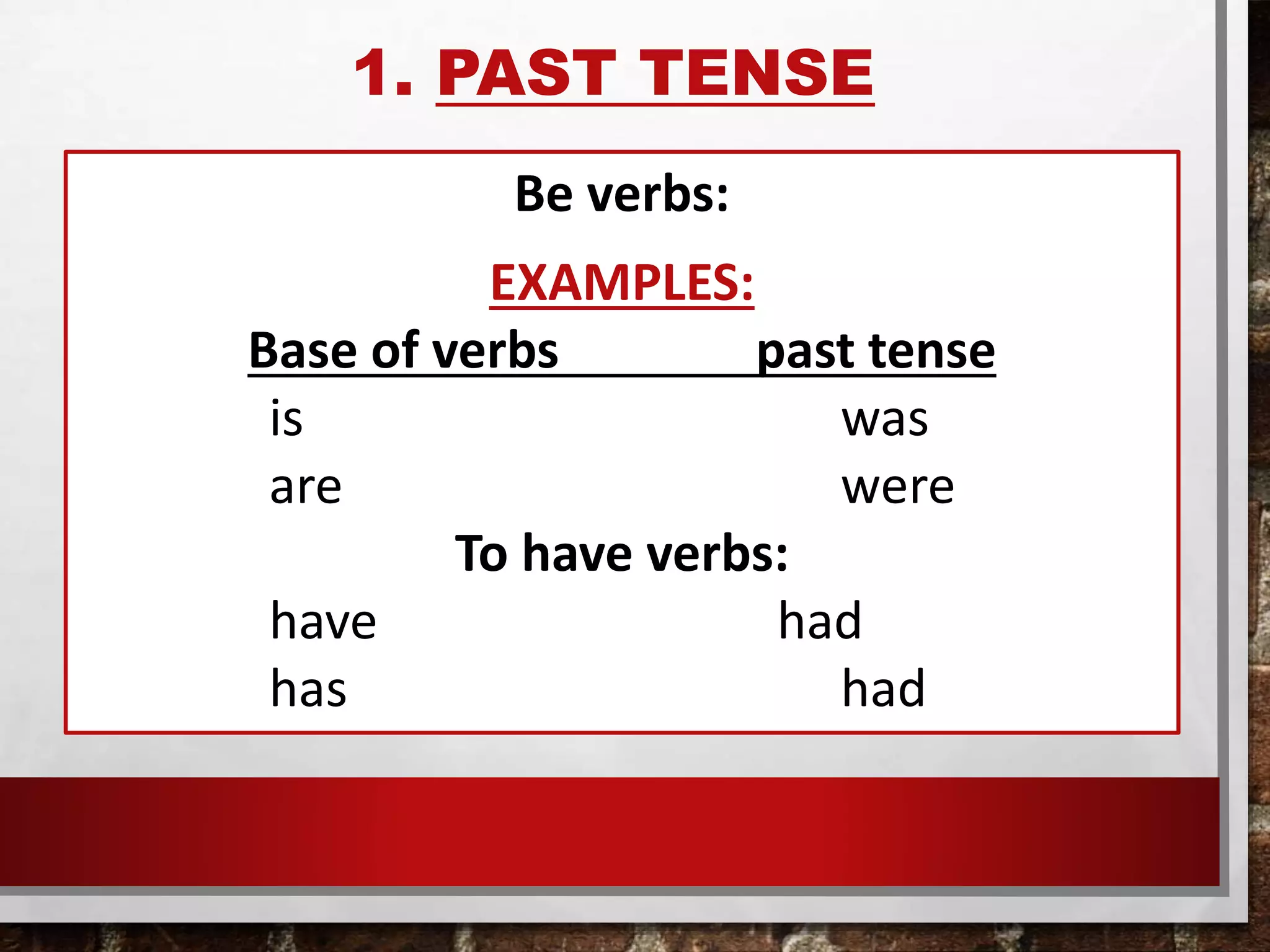 TENSES OF VERBS 6 | PPTX