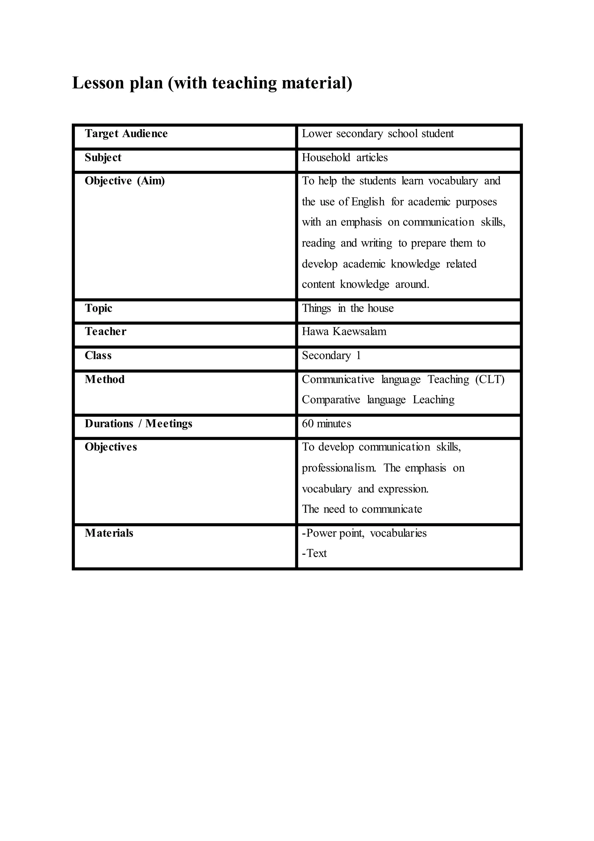 Lesson plan | DOCX