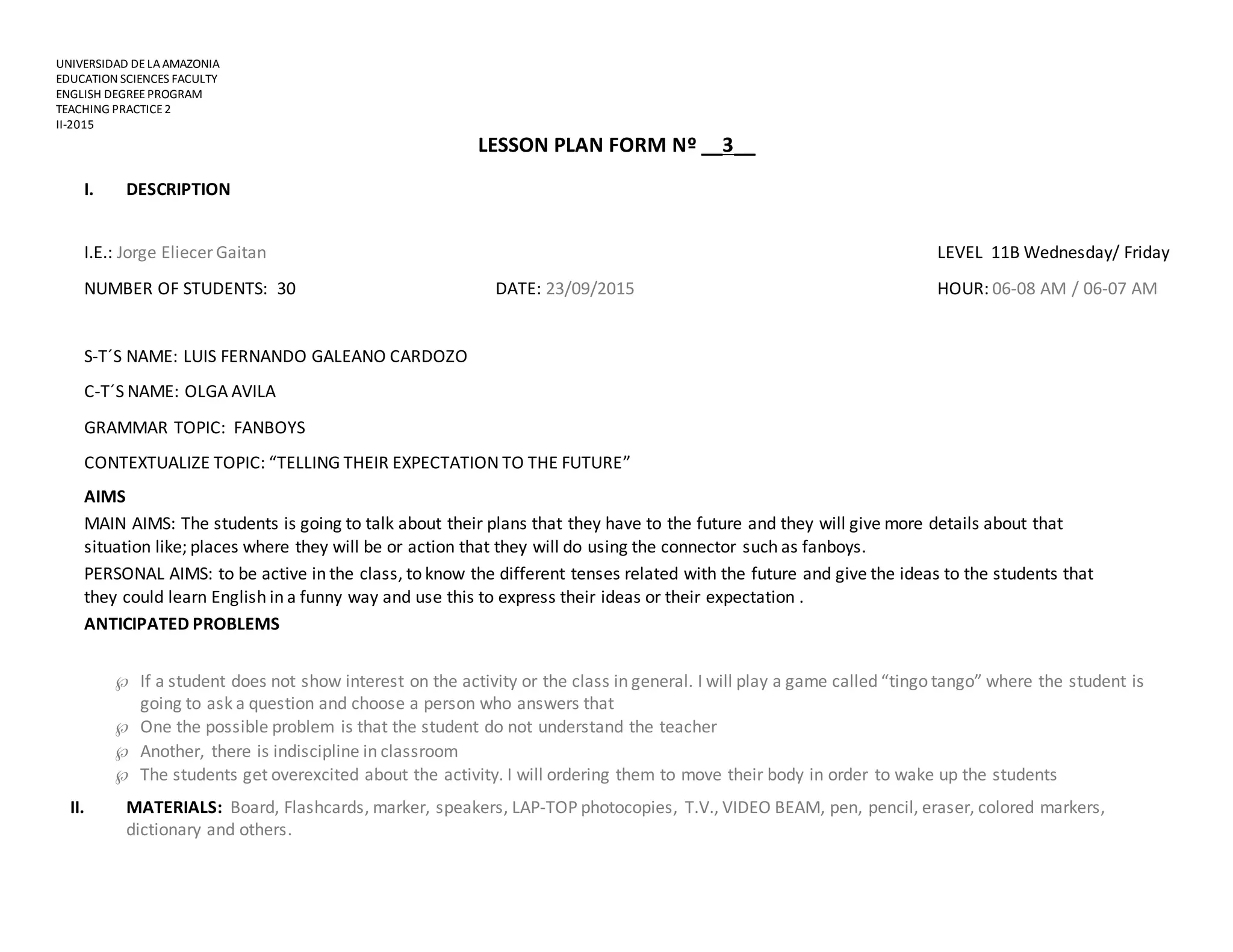 Lesson Plan, FANBOYS | DOCX