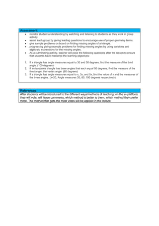 Lesson plan - angle sum of triangle | PDF