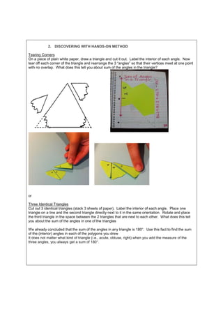 Lesson plan - angle sum of triangle | PDF
