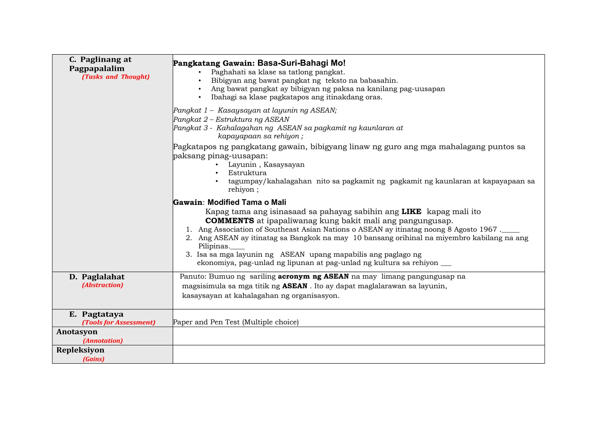 lesson Planing in araling panlipunan high school | DOCX