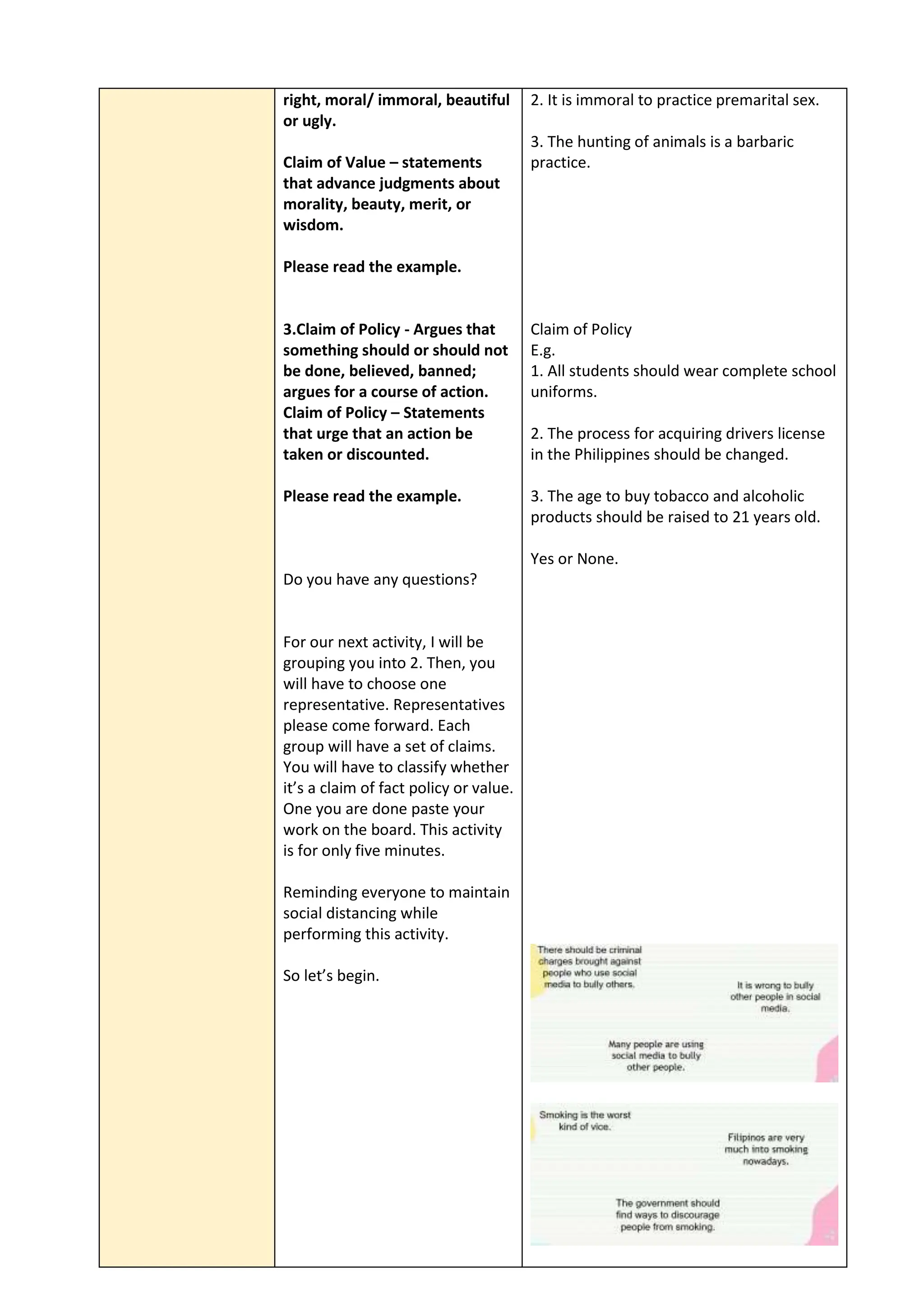 Detailed Lesson Plan in Identifying Claims for Classroom Observation | DOCX