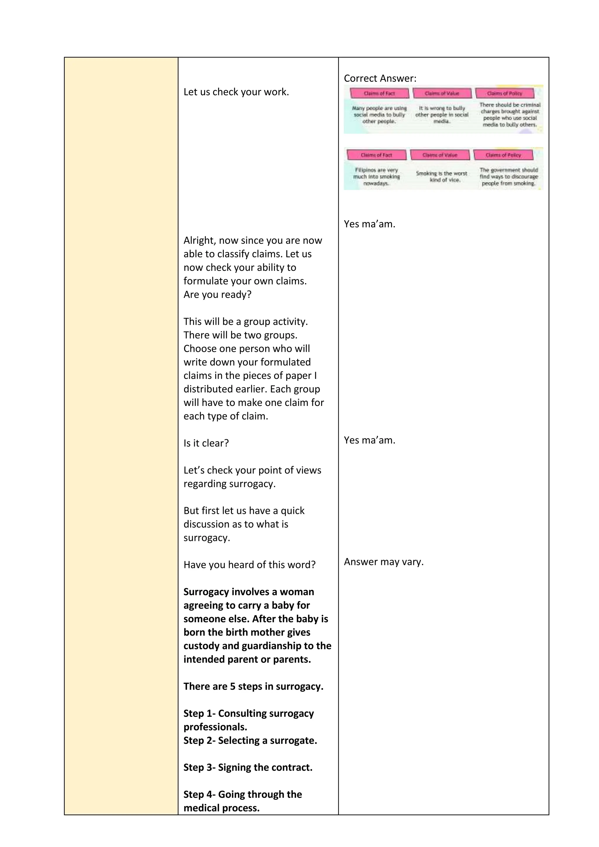 Detailed Lesson Plan in Identifying Claims for Classroom Observation | DOCX