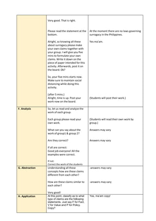 Detailed Lesson Plan in Identifying Claims for Classroom Observation | DOCX