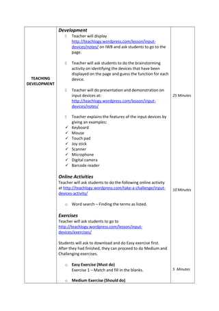 Lesson Plan : Input Devices | DOC