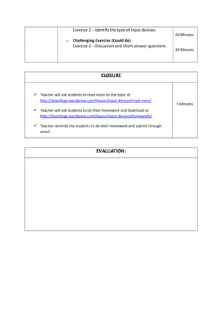 Lesson Plan : Input Devices | DOC