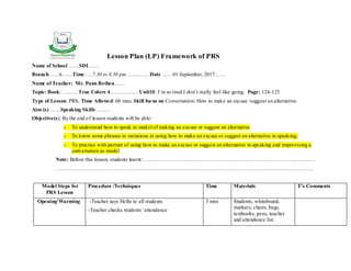 Lesson plan-lp-framework-of-prs1 | PDF