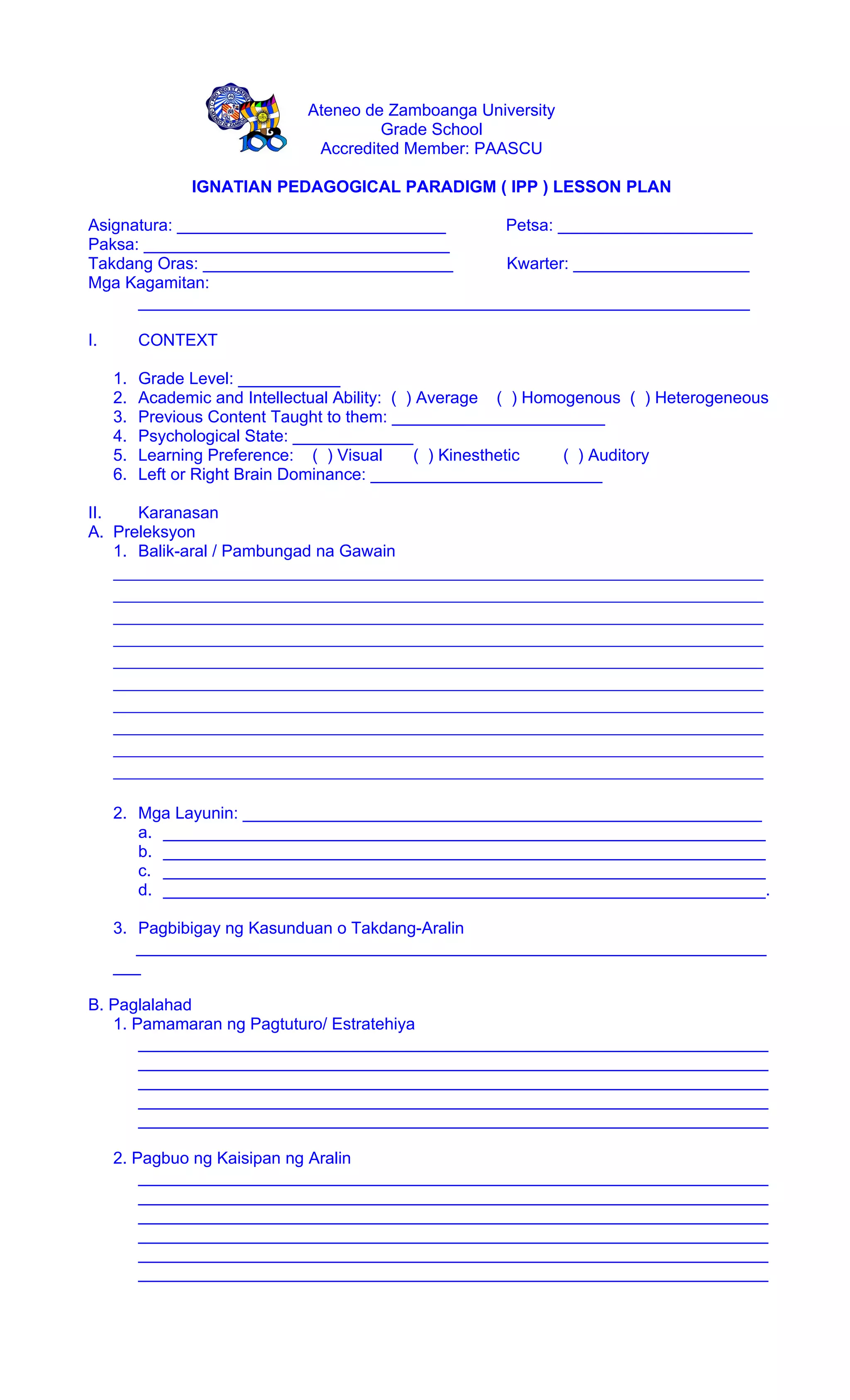 Lesson Plan Pattern ( Filipino) | DOC