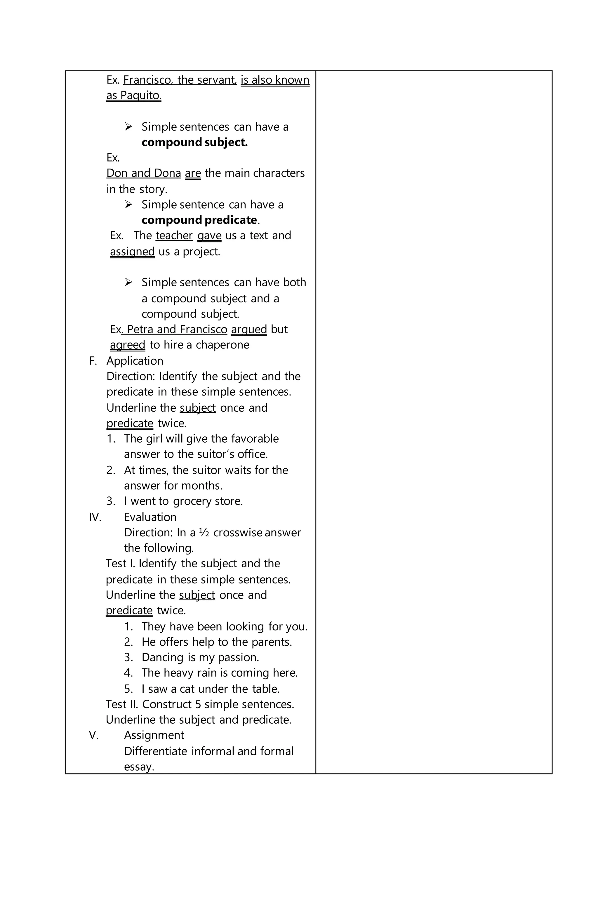 Lesson plan- simple sentences | DOCX