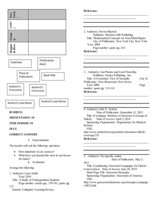 SAMPLE: Grade 10 - APA Bibliography Detailed Lesson Plan | DOCX