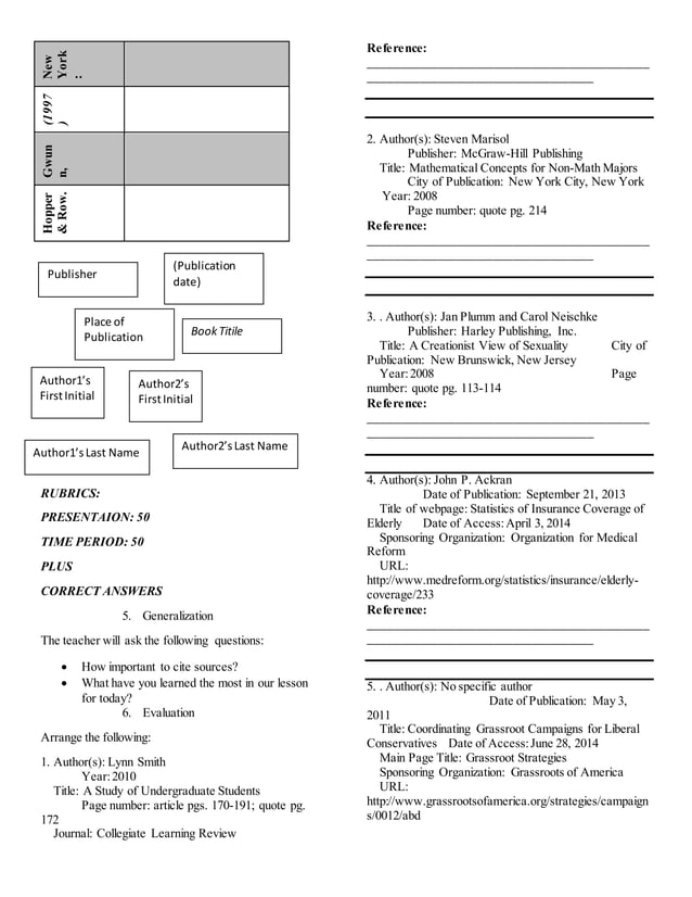 SAMPLE: Grade 10 - APA Bibliography Detailed Lesson Plan | DOCX