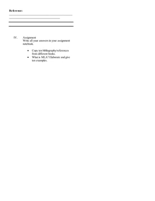 SAMPLE: Grade 10 - APA Bibliography Detailed Lesson Plan | DOCX