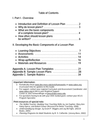 Lesson Planning Guide 2008 | PDF