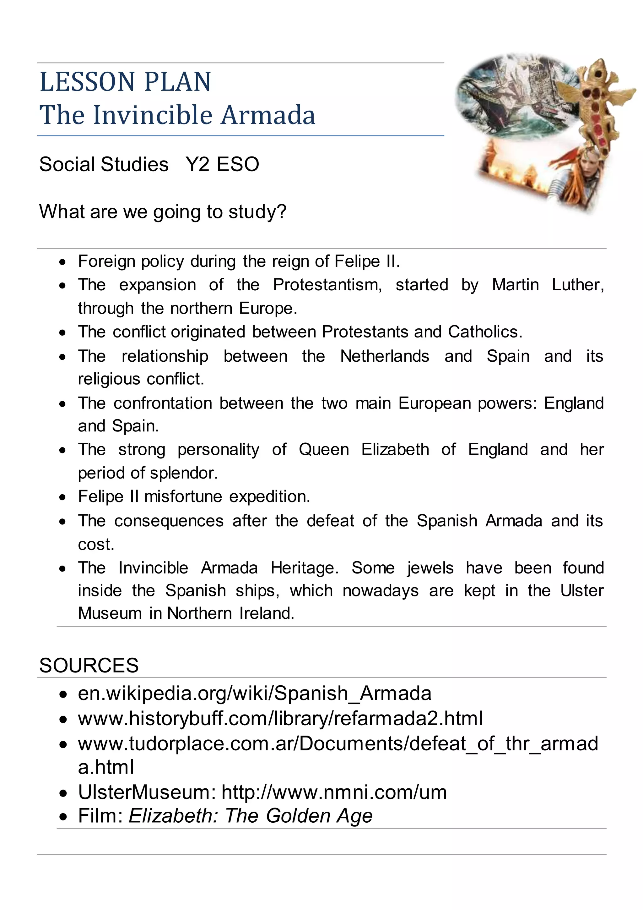 Lesson plan routes of the spanish armada | PDF