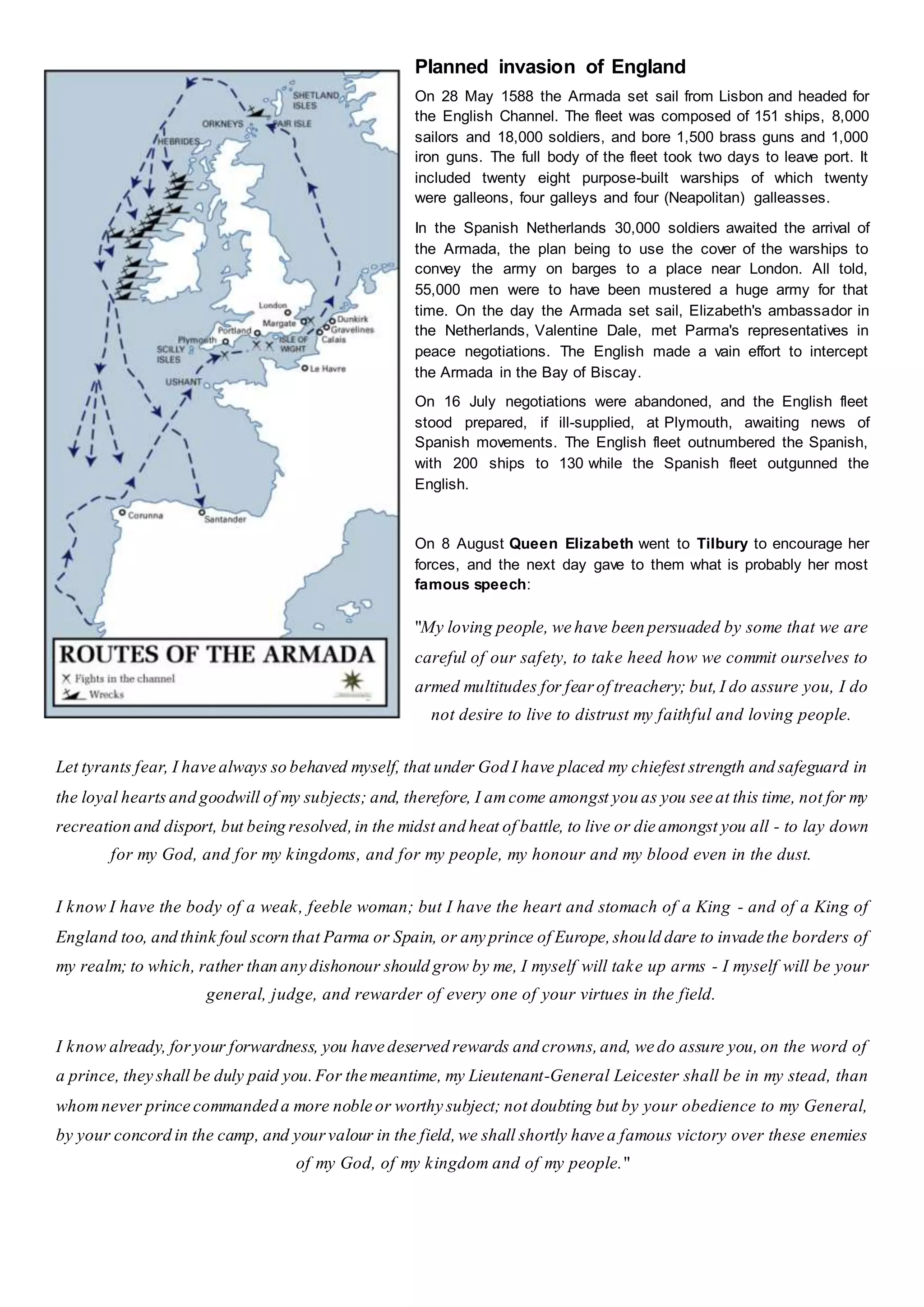Lesson plan routes of the spanish armada | DOCX