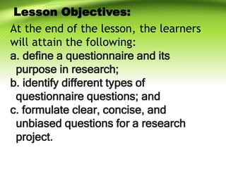Lesson - Questionnaire.pptx