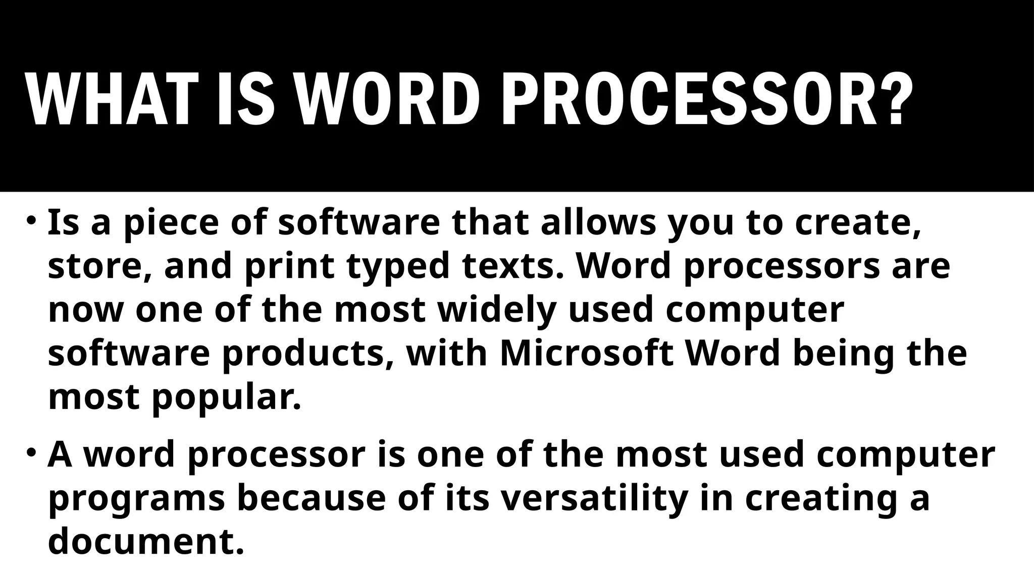 WORD PROCESSOR - basic uses of WORD PROC | PPTX