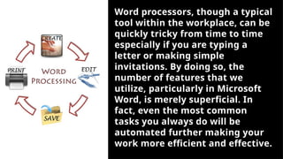 WORD PROCESSOR - basic uses of WORD PROC | PPTX