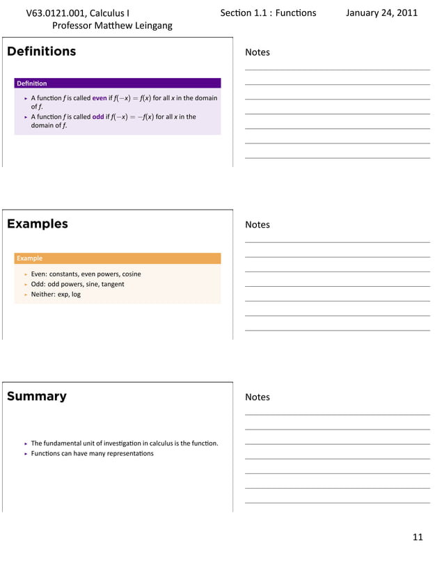 Lesson 1: Functions and their representations (handout) | PDF