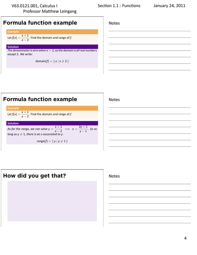 Lesson 1: Functions and their representations (handout) | PDF