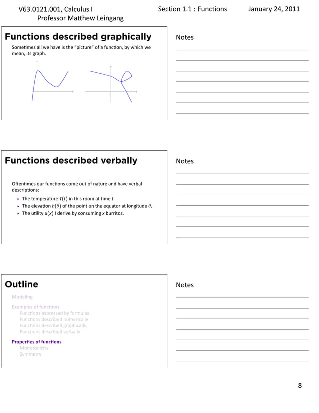 Lesson 1: Functions and their representations (handout) | PDF