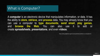 Lesson 01 introduction to computer | PPTX