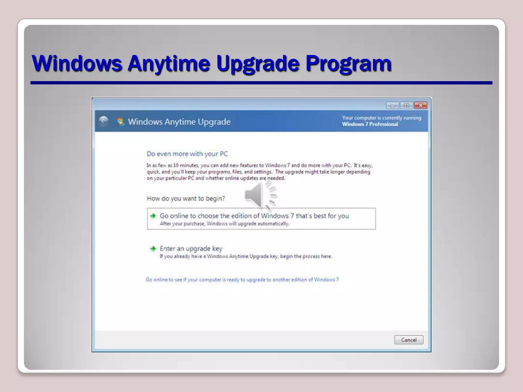 Lecture Lesson 1 Windows 7 Configuration | PPSX