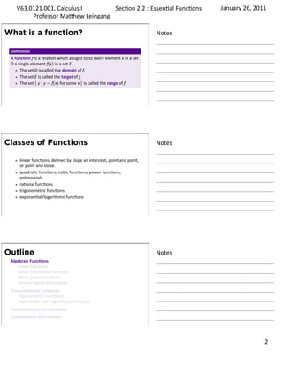 Lesson 2: A Catalog of Essential Functions (handout) | PDF