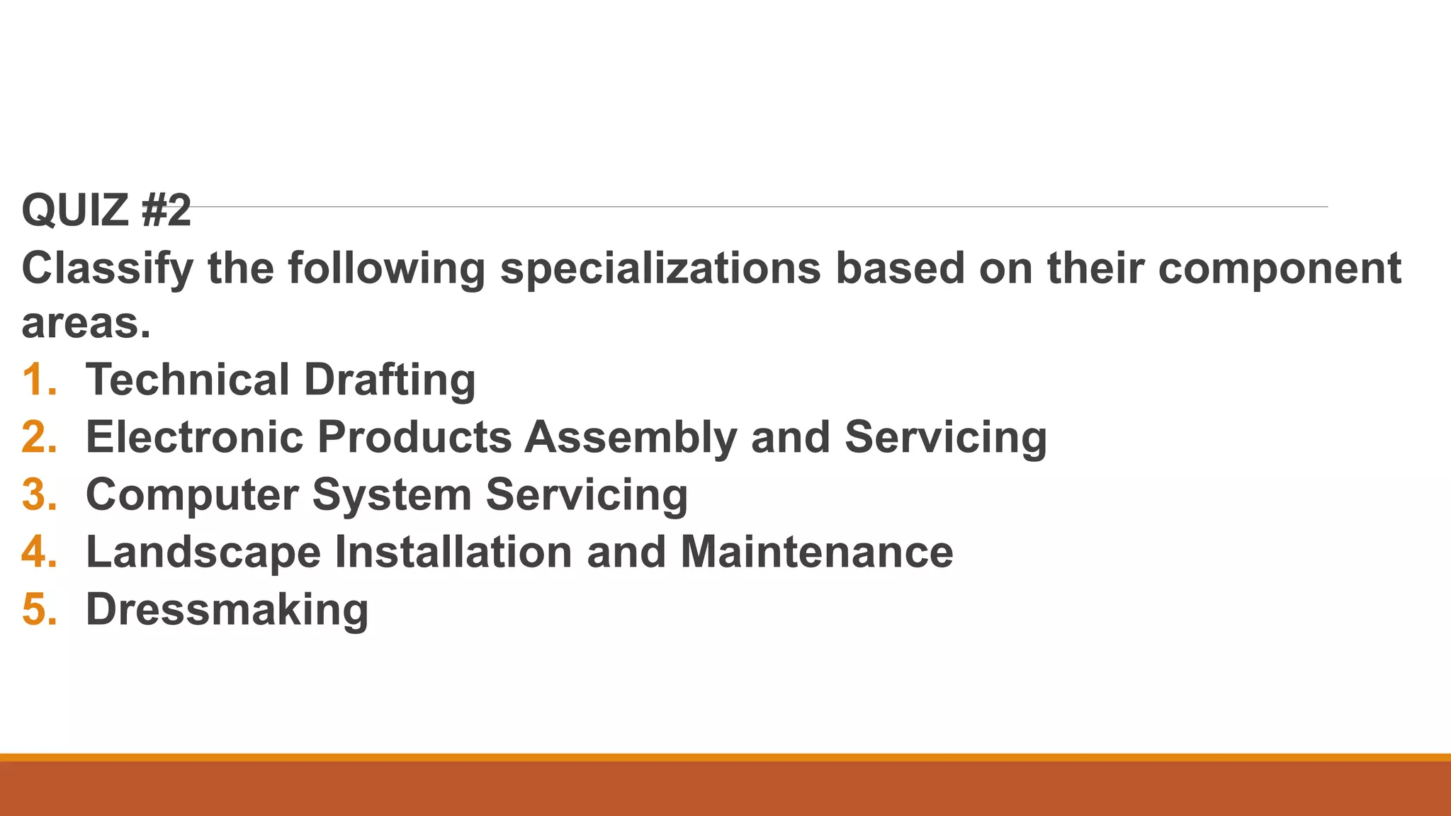 Lesson 02 areas of tle | PPTX | Education