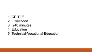 Lesson 02 areas of tle | PPTX | Education