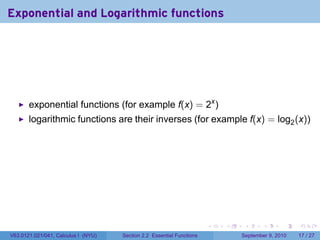 Lesson 2: A Catalog of Essential Functions | PPT